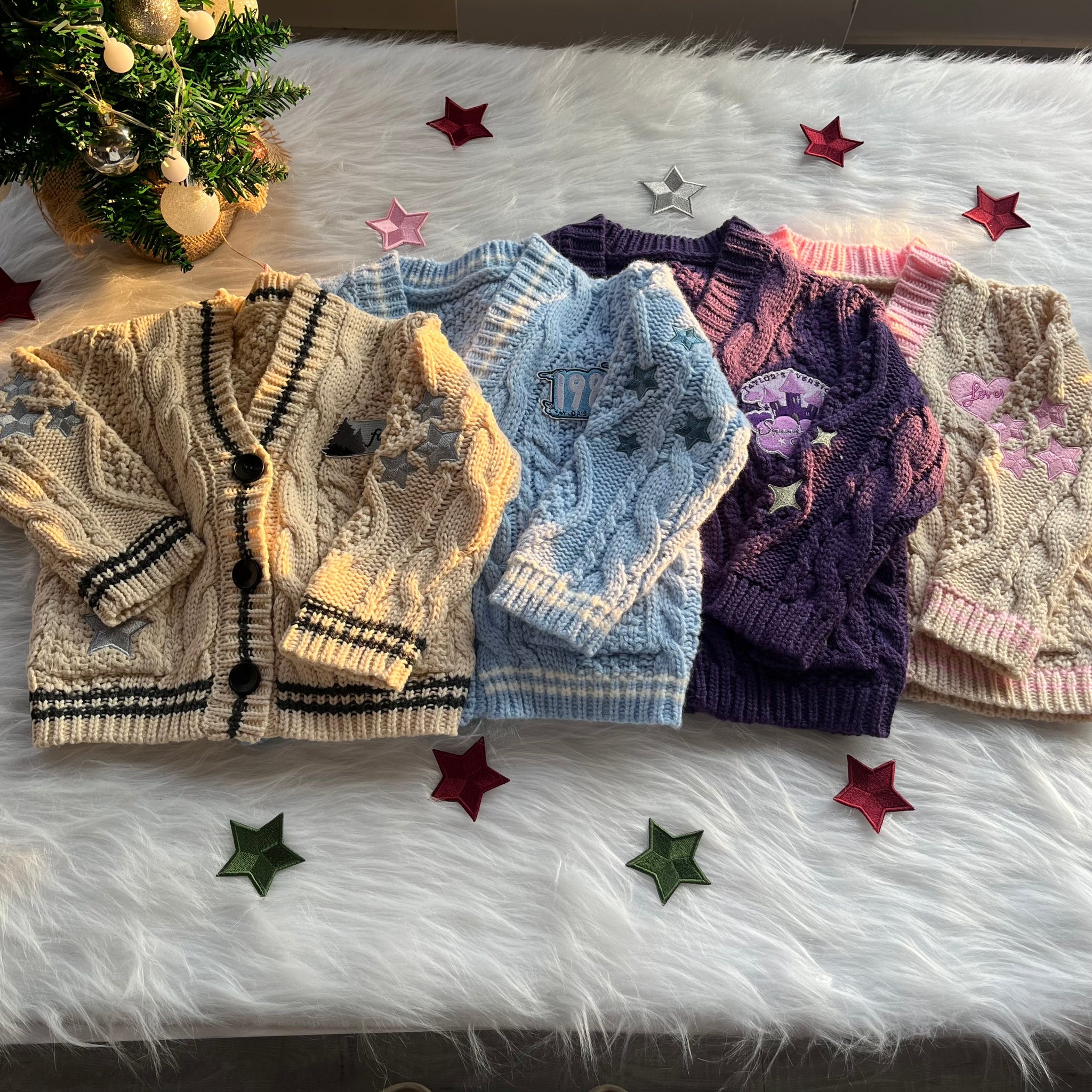 Taylor Swift Folklore Swiftie Baby Cardigan with Stars | Morphomerch ...